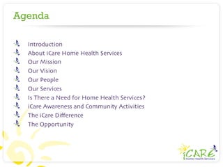 iCare Home Health Services company introduction | PDF