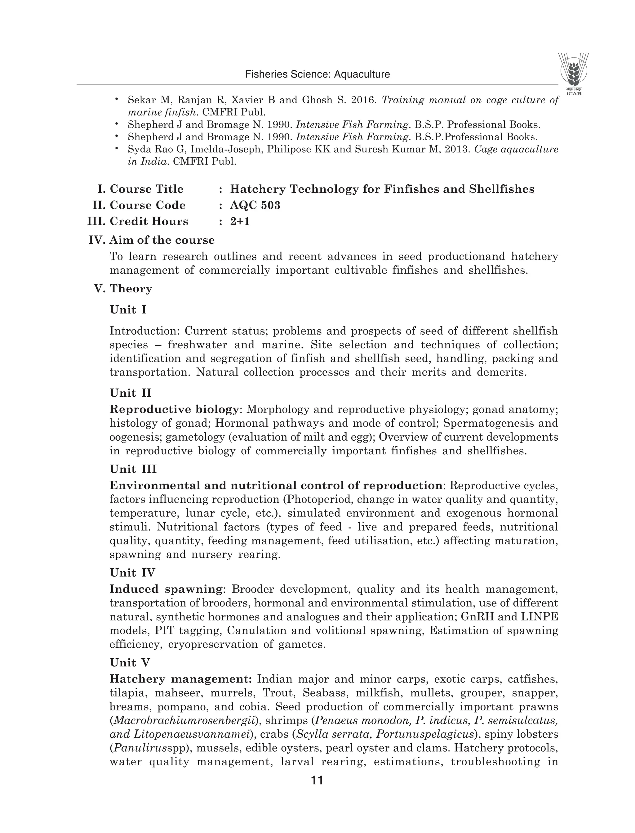 ICAR Fisheries Sciences PG-Syllabus complete.pdf | Postgraduate ...