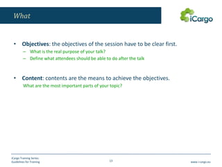 Guidelines for Training - iCargo Training Series | PPTX