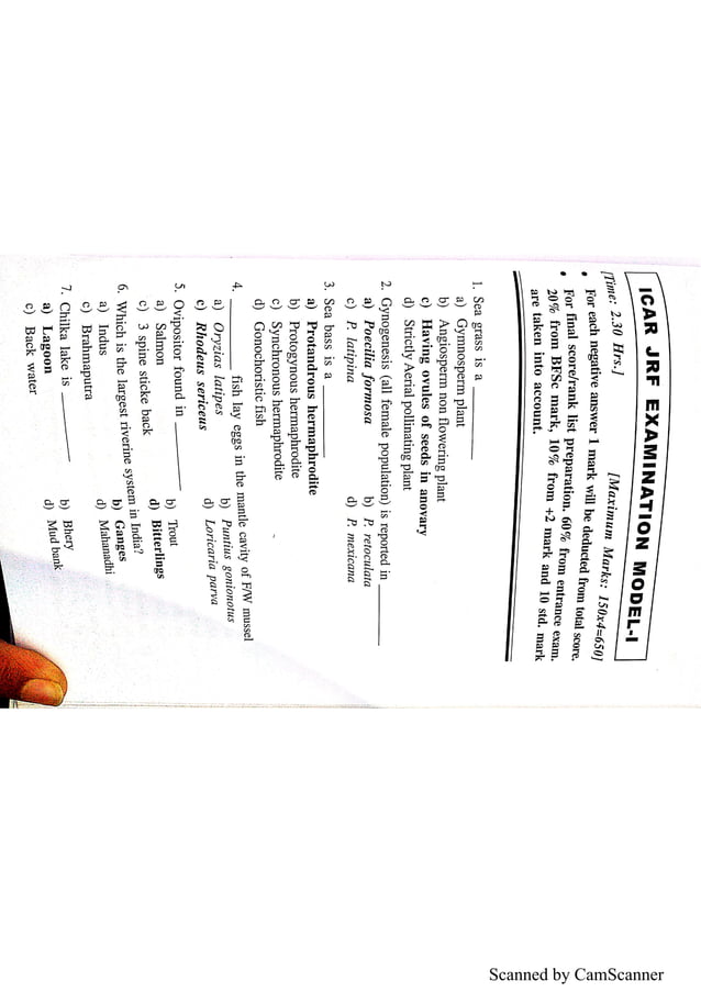 ICAR-JRF MODEL QUESTION PAPER | PDF