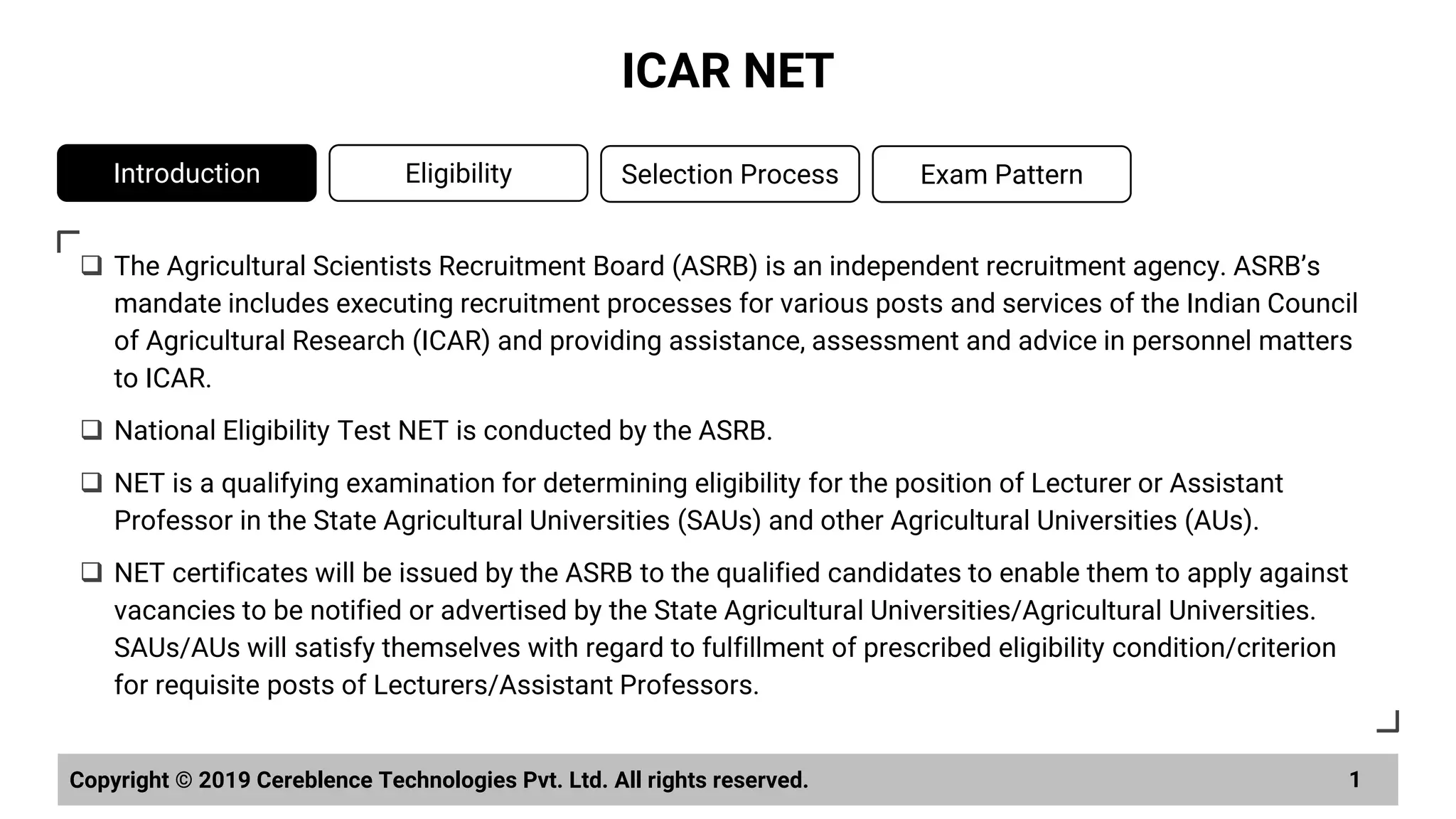 ICAR ASRB NET - Introduction | PPT