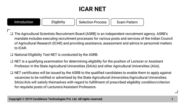 ICAR ASRB NET - Introduction | PPT