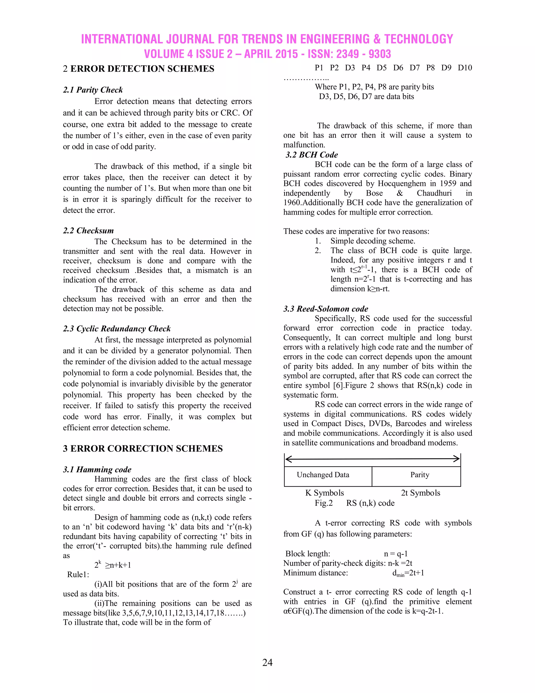 Survey on Error Control Coding Techniques | PDF