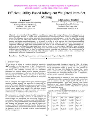 Efficient Utility Based Infrequent Weighted Item-Set Mining | PDF
