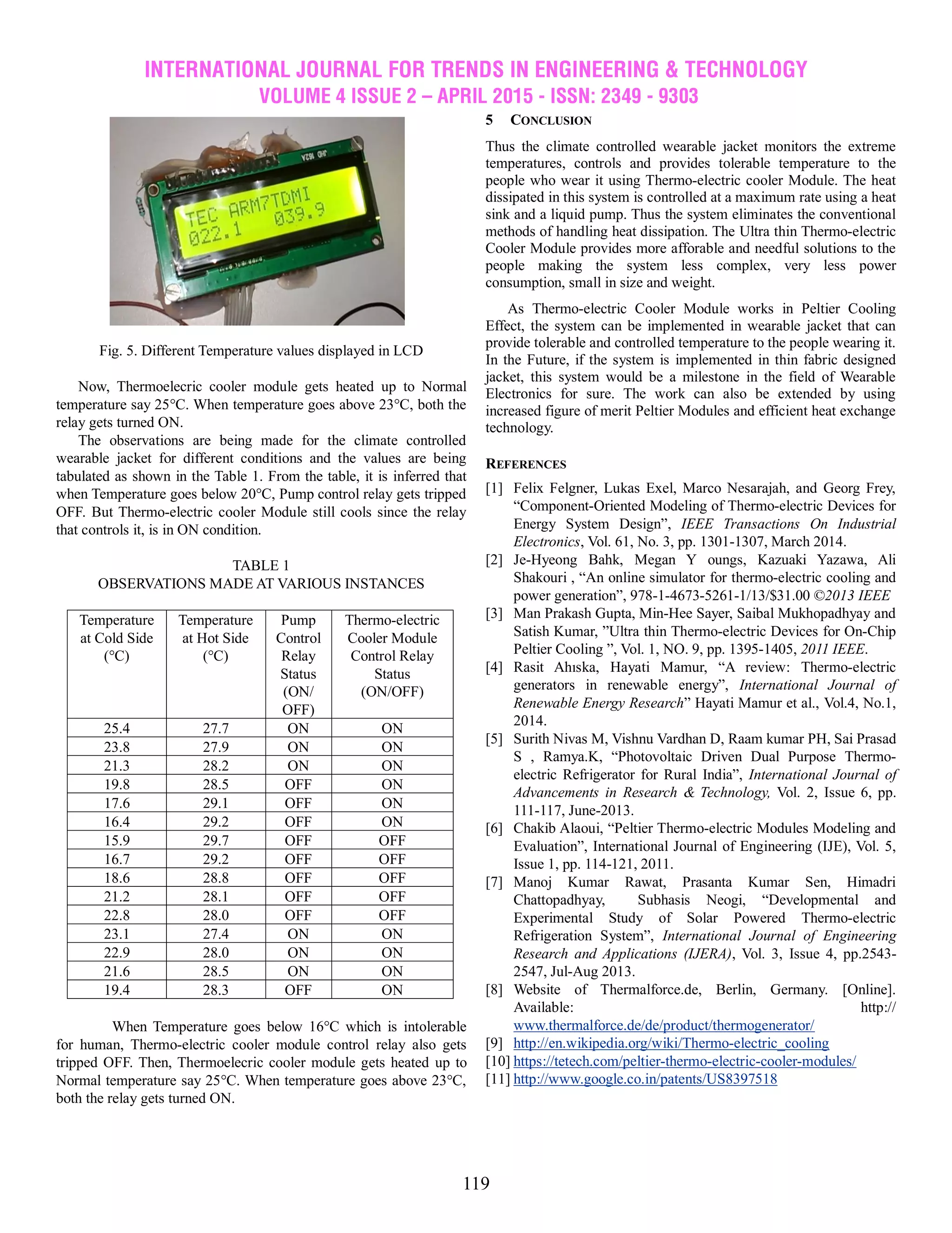 ARM Based Climate Controlled Wearable Jacket | PDF