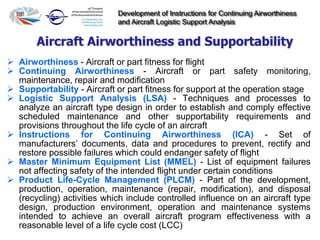 Development of instructions for continuing airworthiness and aircraft ...