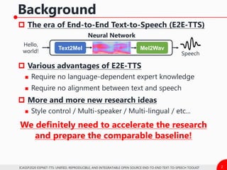 ESPnet-TTS: Unified, Reproducible, and Integratable Open Source End-to-End Text-to-Speech ...