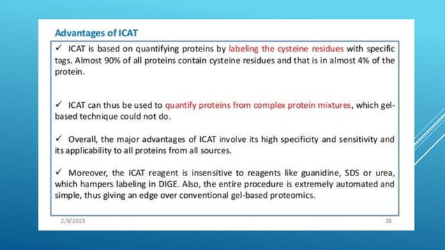 ICAT Technique in Proteomics | PPT