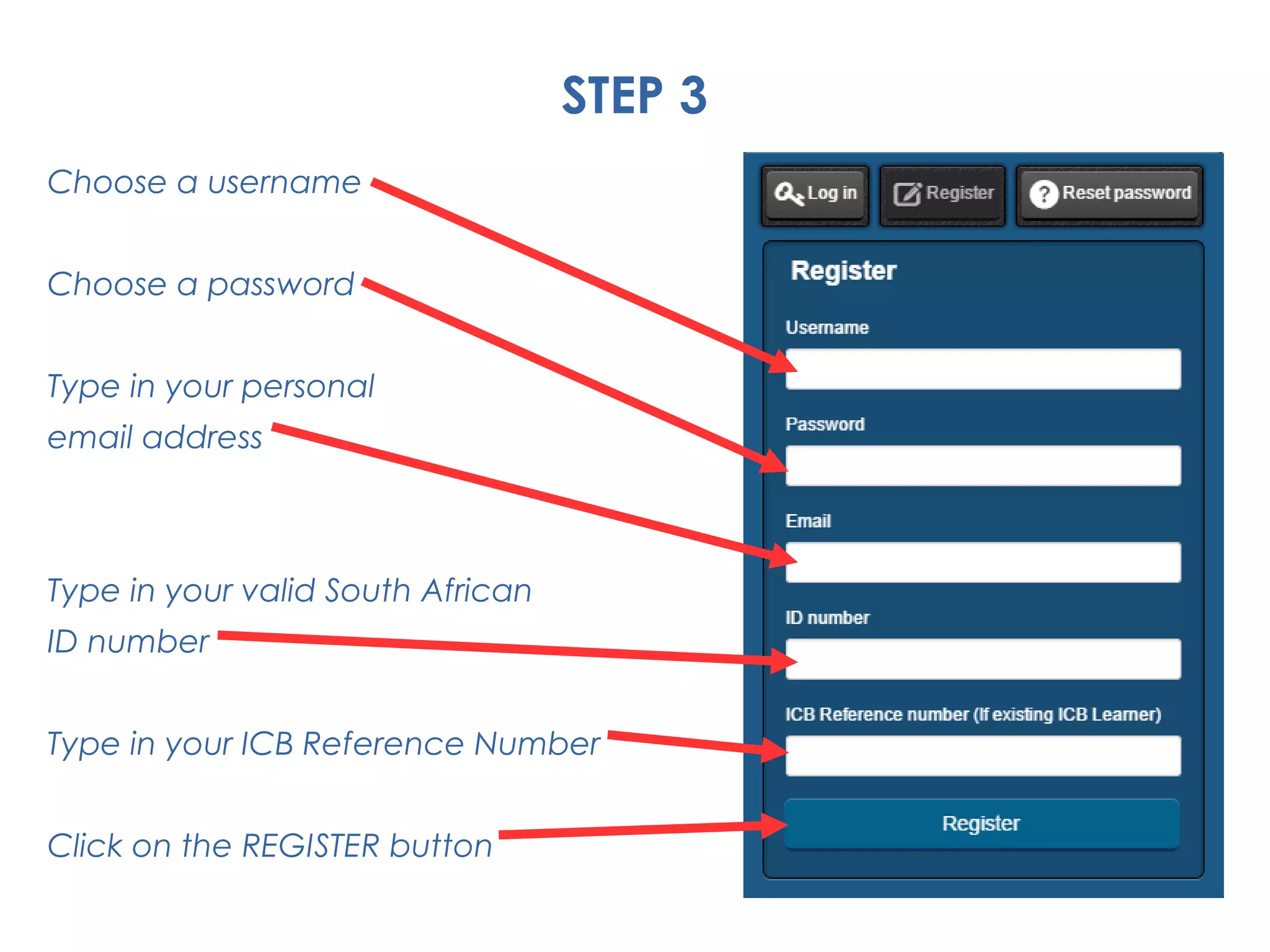 ICB Learner Portal user guide: How to register as an existing learner | PPT