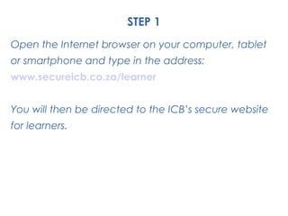 ICB Learner Portal User Guide: How to register as a new learner in 10 easy steps | PPT