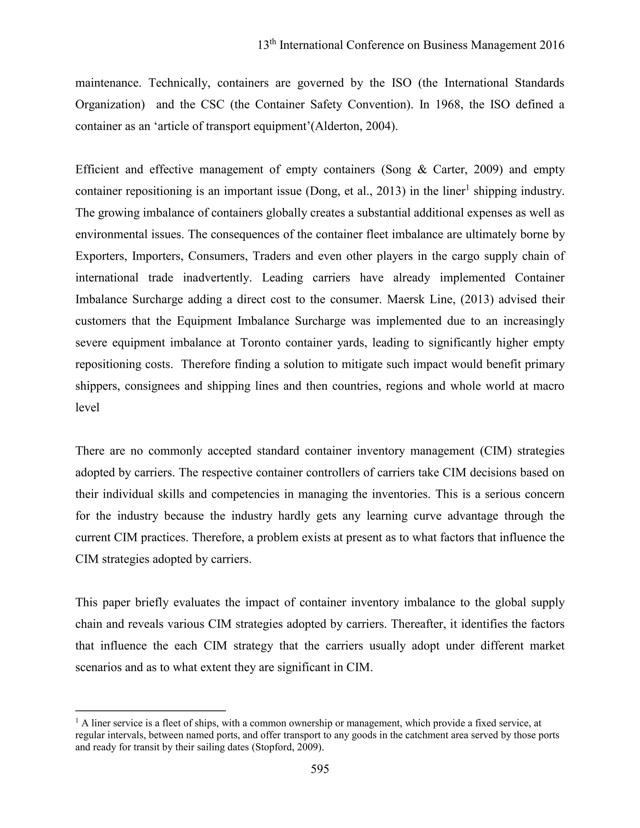 ICBM 2016 2 The Global Impact of Container Inventory Imbalance and the ...