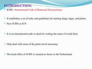 International Code for Botanical Nomenclature.pptx | Gardening | Home & Garden