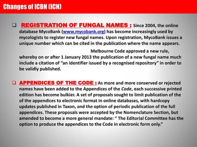 ICBN to ICN- Changes and Significances. | PPTX | Biological Sciences ...