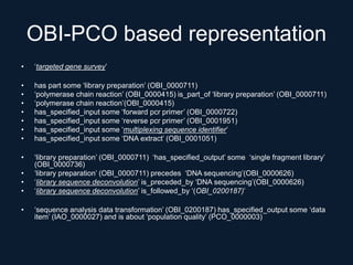 Modeling a Microbial Community and Biodiversity Assay with OBI and PCO OBO Foundry Ontologies ...