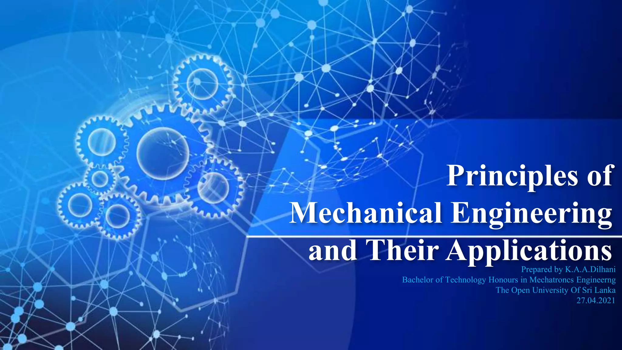 Icbt principles of mechanical engineering and their applcations | PPTX