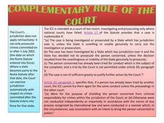 Role of ICC in Promoting International Humanitarian Law | PPTX