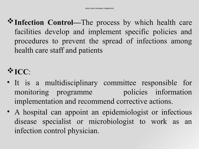 Infaction Control Committee .pptx | Infectious Diseases | Diseases and ...