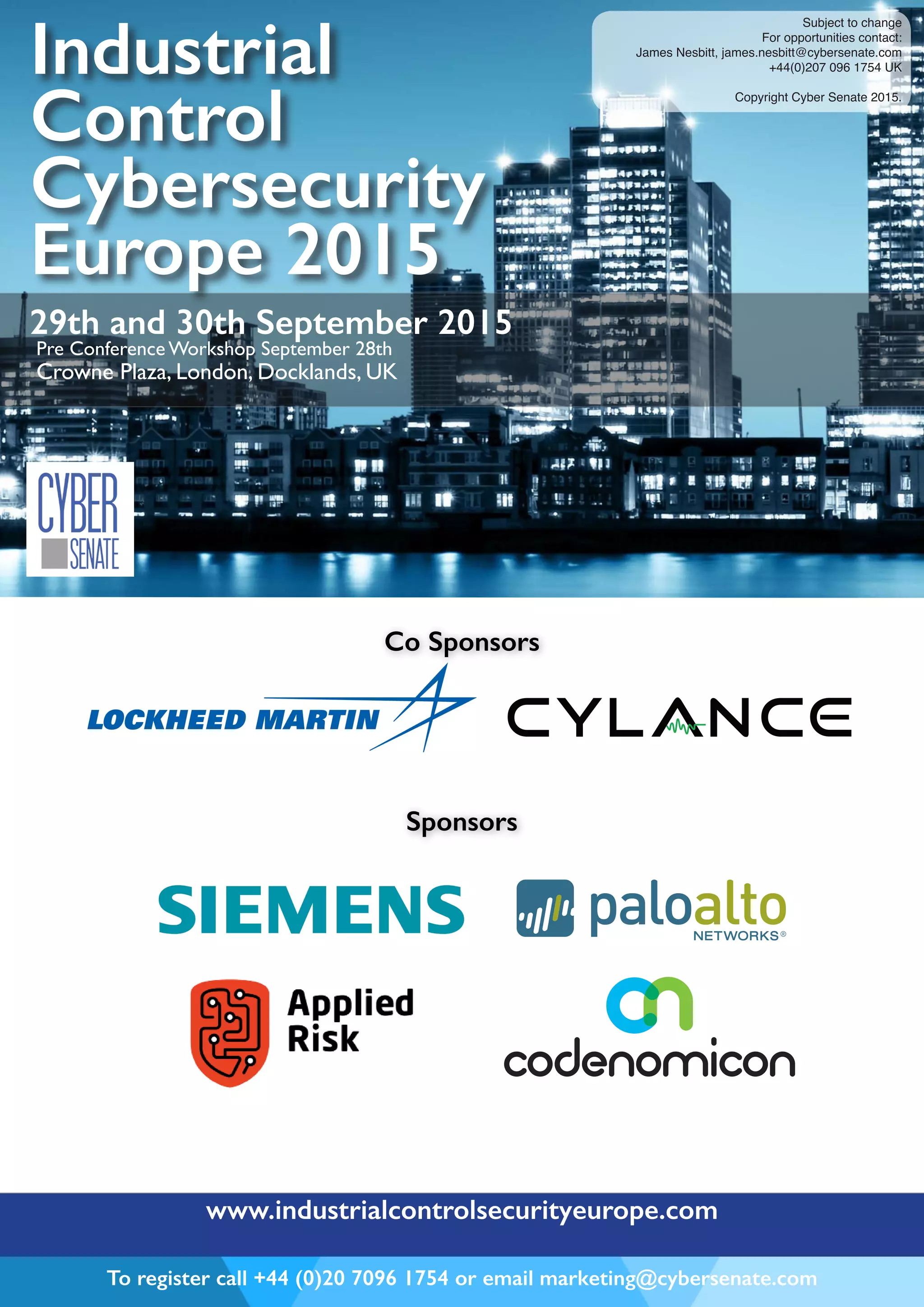 Industrial Control Cyber Security Europe 2015 | PDF | Information and ...