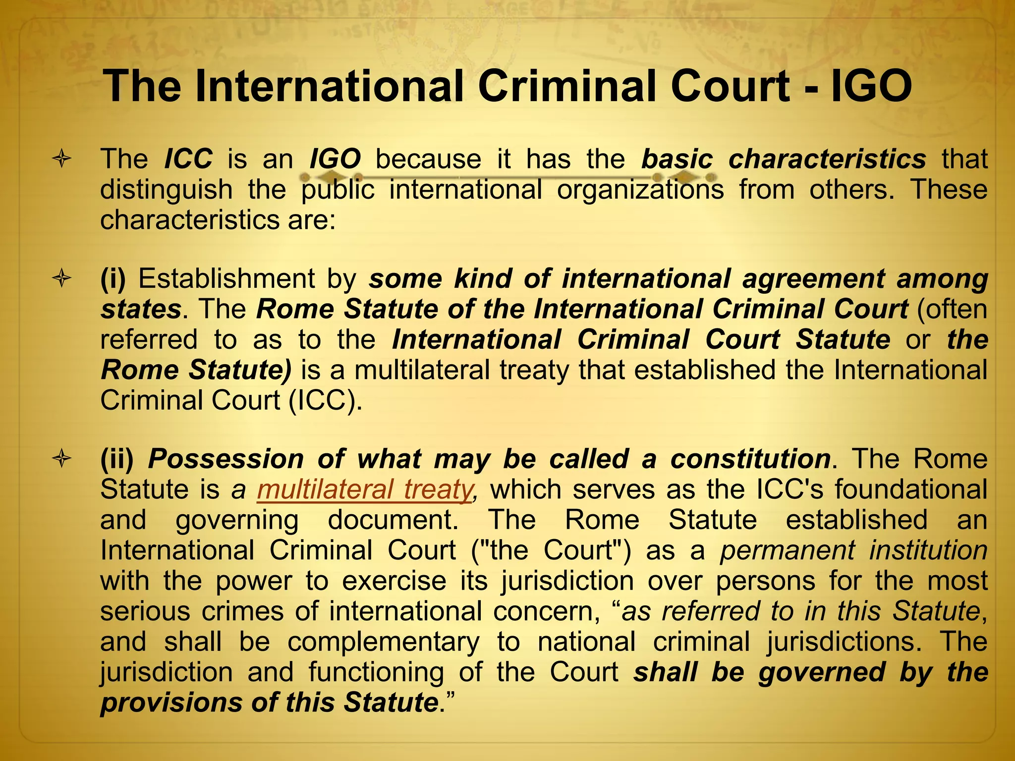 The International Criminal Court (ICC) presentation added-