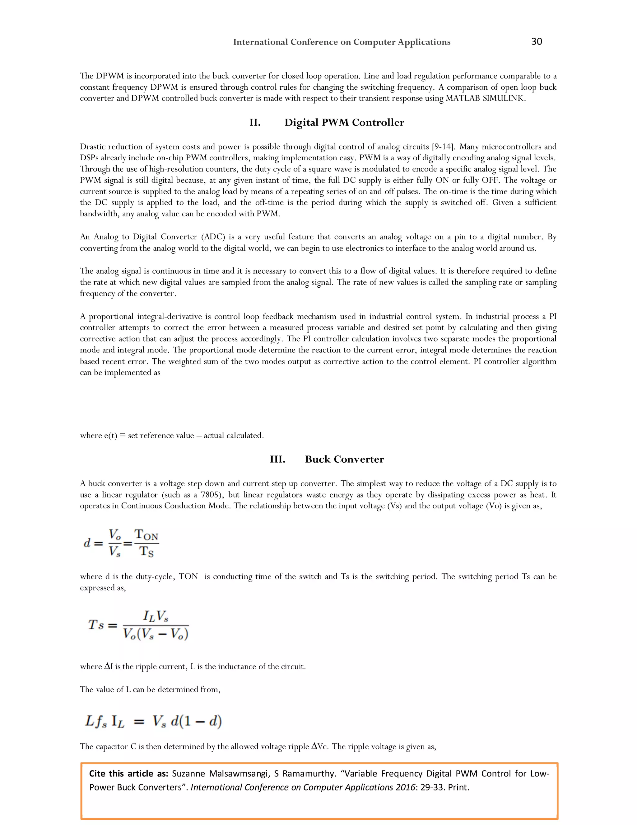 Variable Frequency Digital PWM Control for Low-Power Buck Converters | PDF