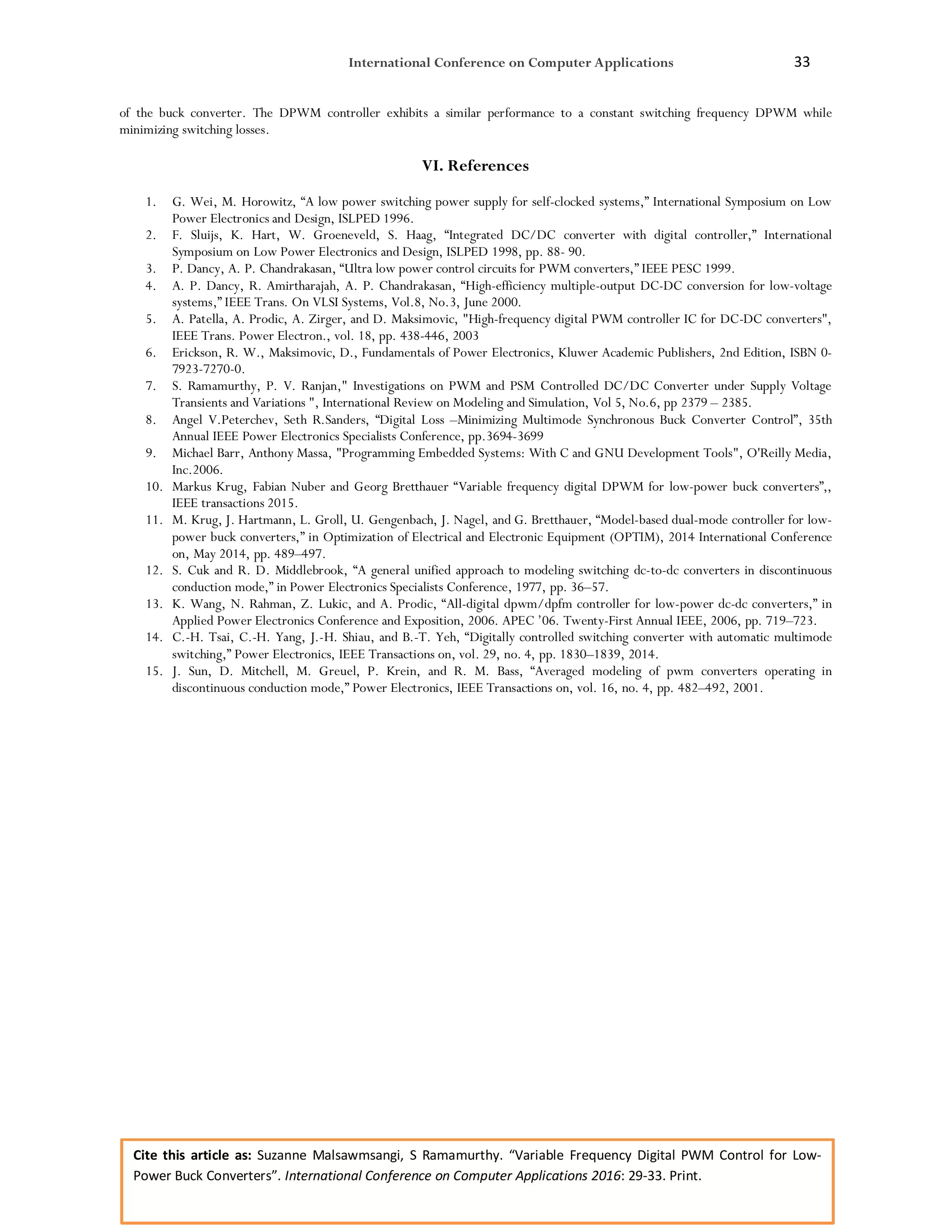 Variable Frequency Digital PWM Control for Low-Power Buck Converters | PDF