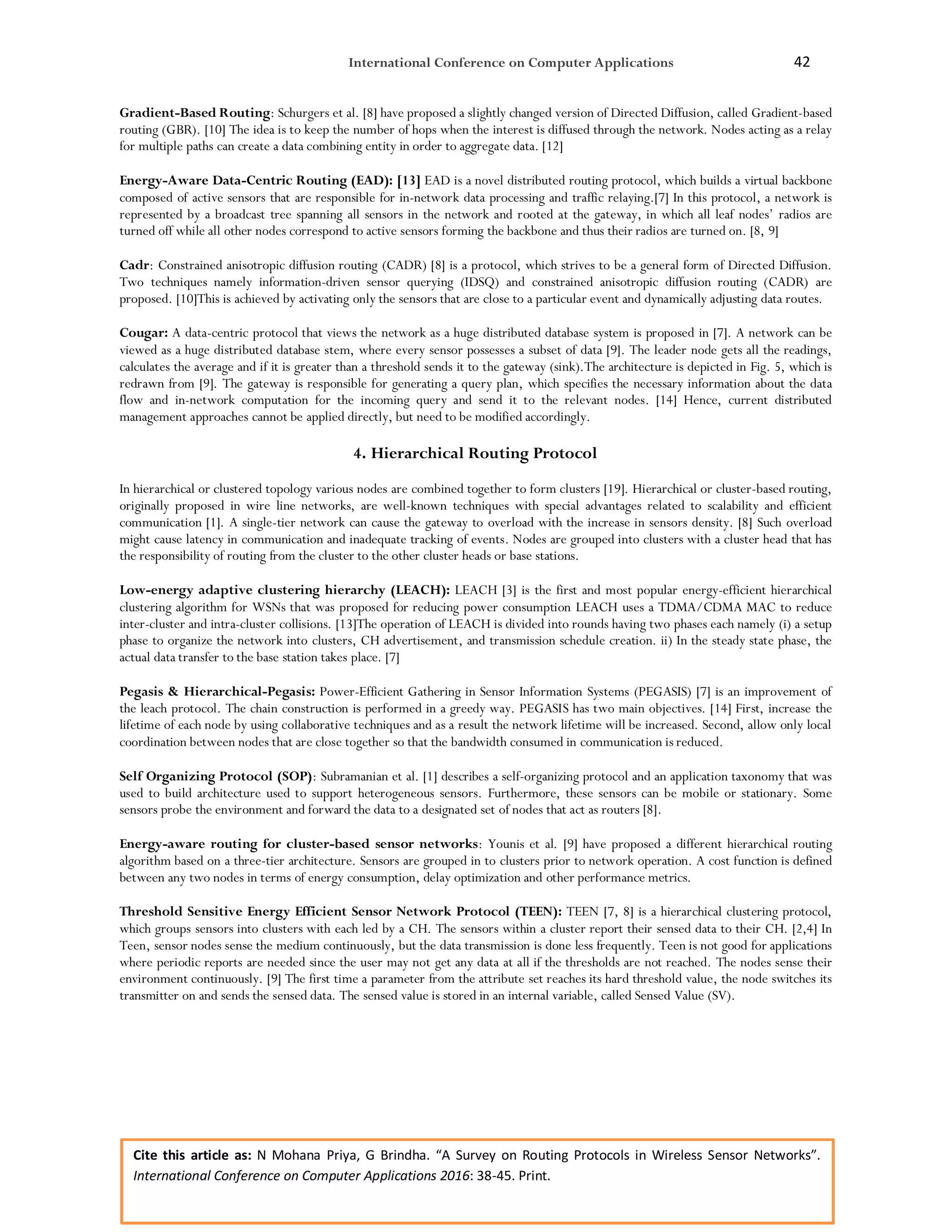 A Survey on Routing Protocols in Wireless Sensor Networks | PDF