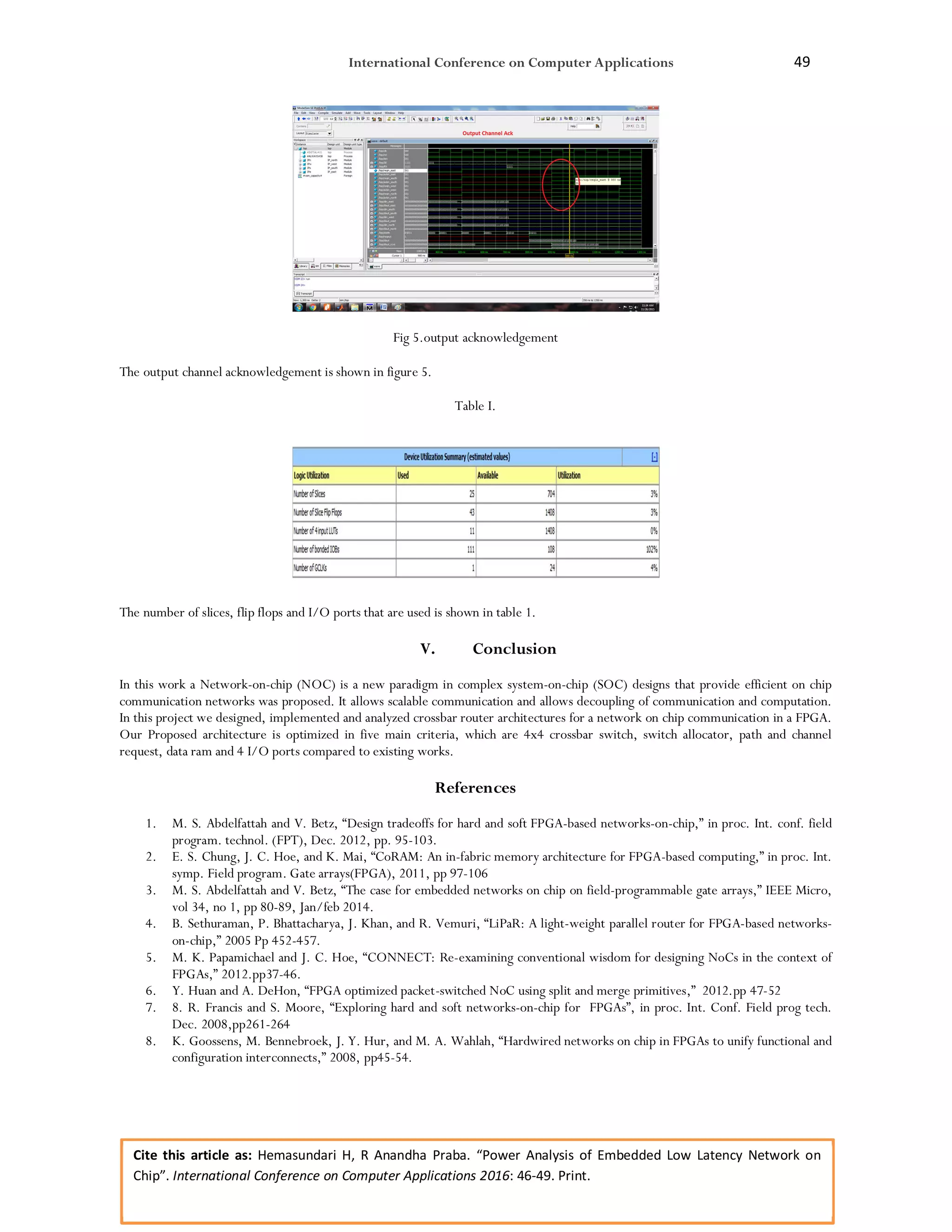 Power Analysis of Embedded Low Latency Network on Chip | PDF