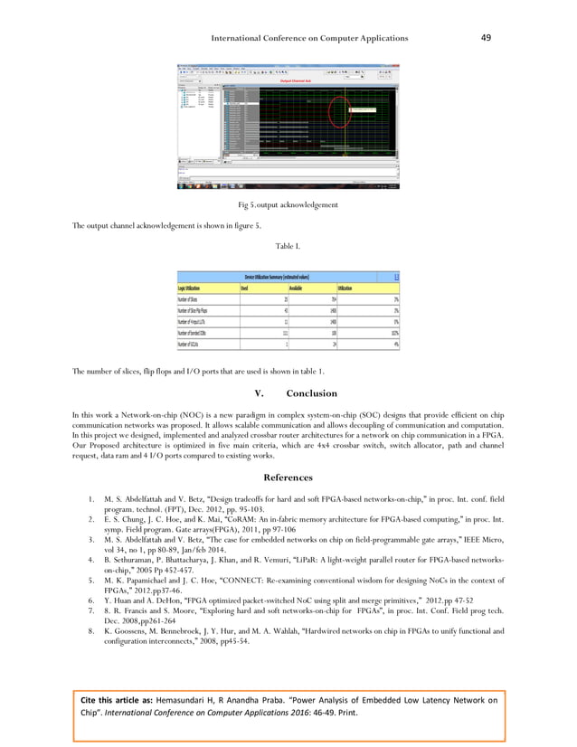 Power Analysis of Embedded Low Latency Network on Chip | PDF