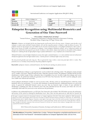 Palmprint Recognition using Multimodal Biometrics and Generation of One Time Password | PDF