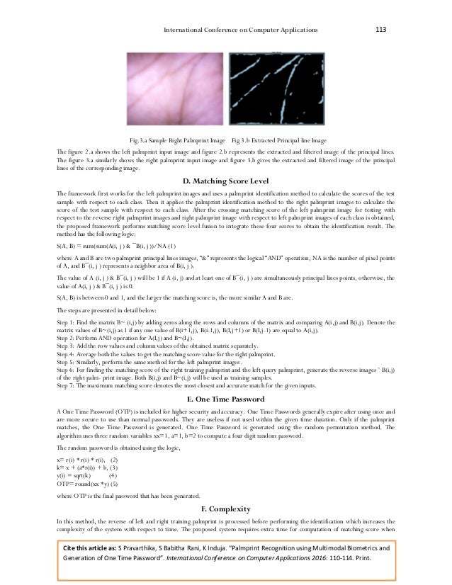 Palmprint Recognition Using Multimodal Biometrics And Generation Of O…