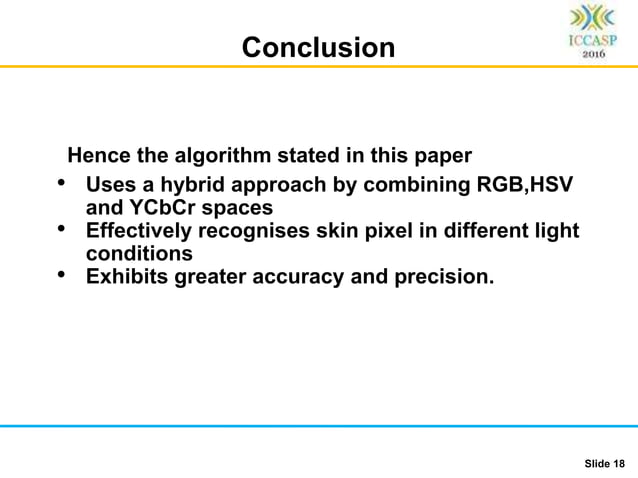 ICCASP Human Skin Detection using RGB, HSV and YCbCr Color Models | PPT