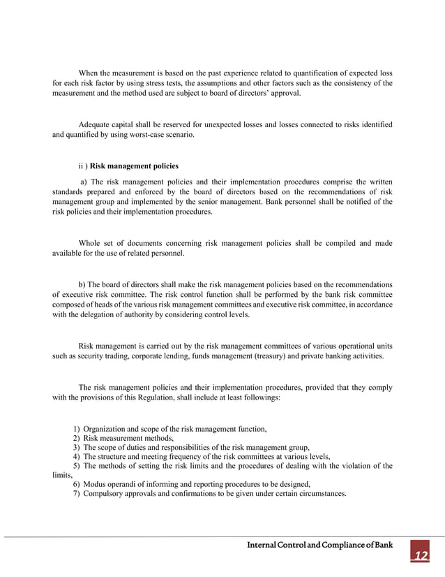 Internal Control and Compliance. | DOCX | Financial Regulation | Economy