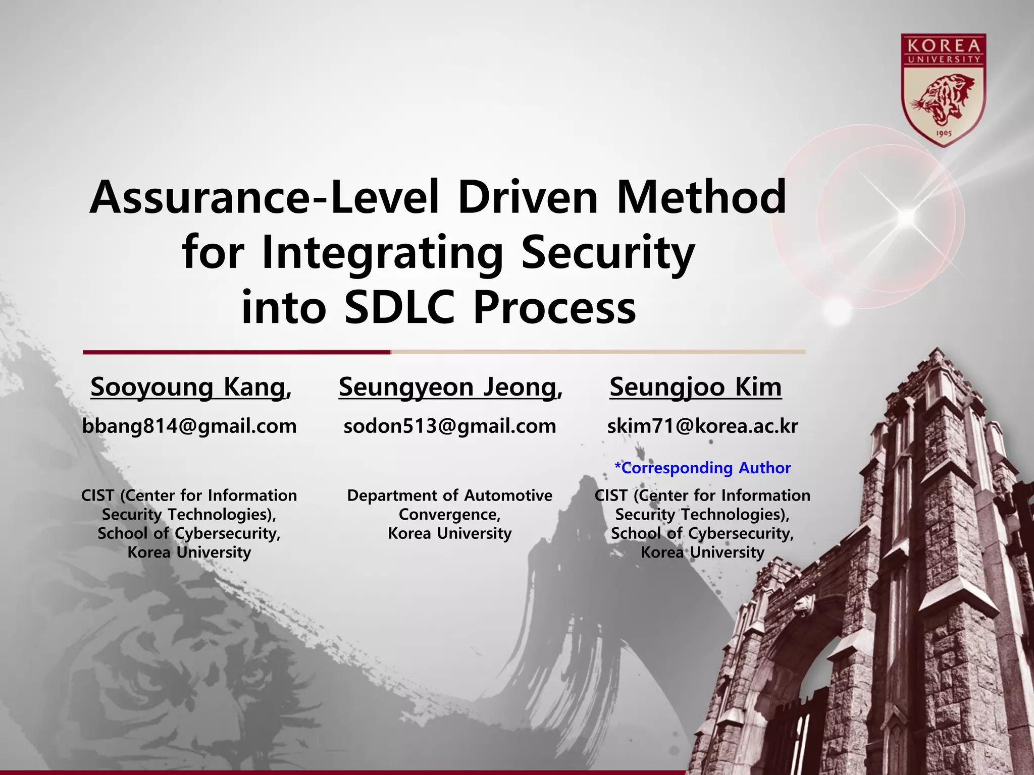 Assurance-Level Driven Method for Integrating Security into SDLC ...