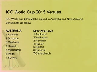 ICC Cricket World Cup 2015 Preview | PPT
