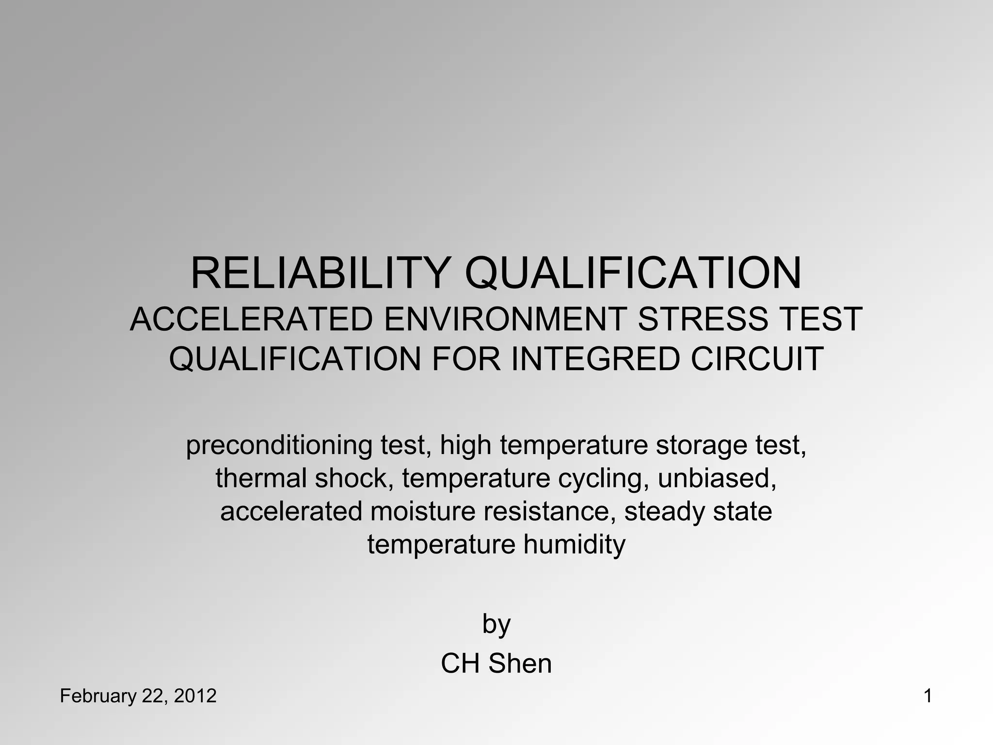 Reliability Test Qualification For Integred Circuit | PDF