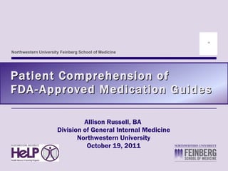 Patient Comprehension of FDA-Approved Medication Guides | PPT