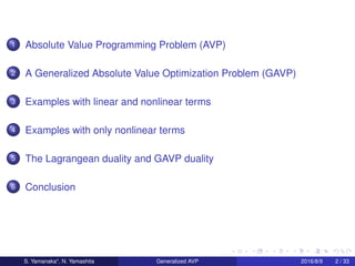 Duality of a Generalized Absolute Value Optimization Problem | PDF