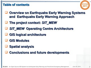 An Open Source GIS System for Earthquake Early Warning and Post-Event Emergency Management | PPT