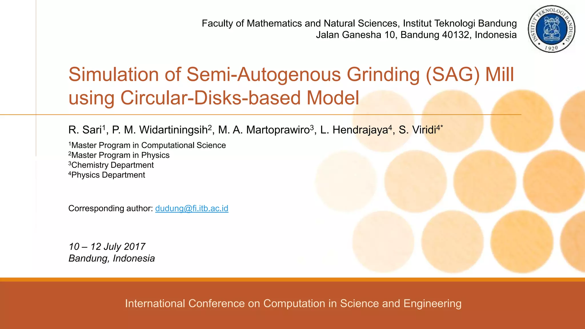 Simulation of Semi-Autogenous Grinding (SAG) Mill using Circular-Disks ...