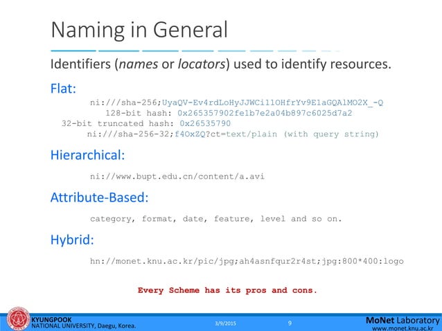 Hierarchical and Hash-based Naming Scheme for Vehicular Information Centric Networks | PPT