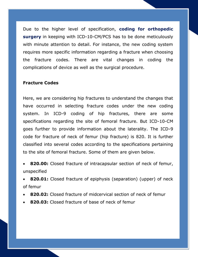 ICD-10 Coding for Orthopedic Surgery | PDF