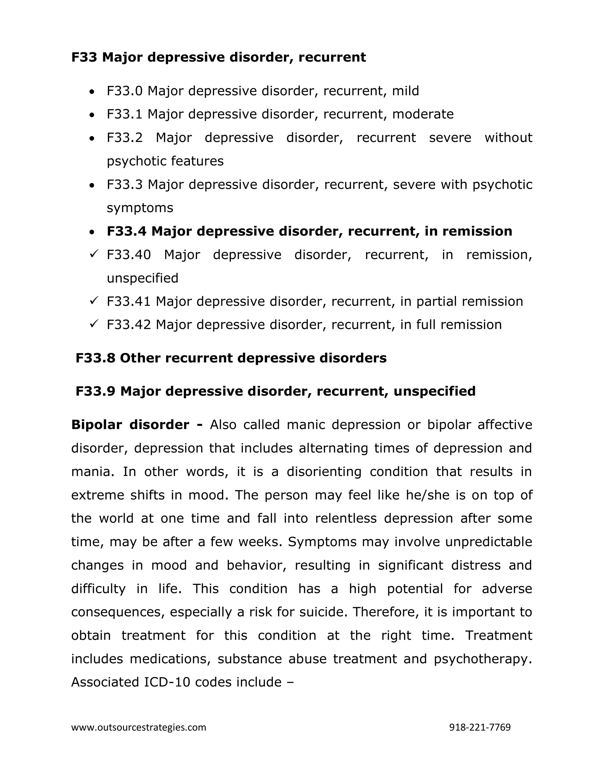 ICD-10 Codes for Diagnosing Four Common Mood Disorders | PDF | Mental ...