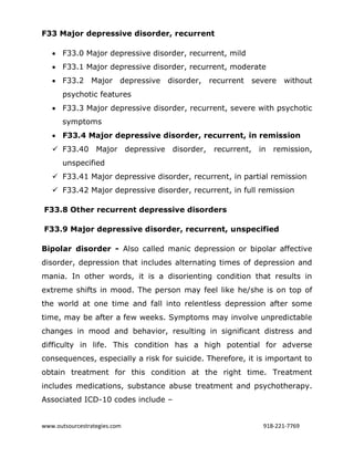 ICD-10 Codes for Diagnosing Four Common Mood Disorders | PDF | Mental ...