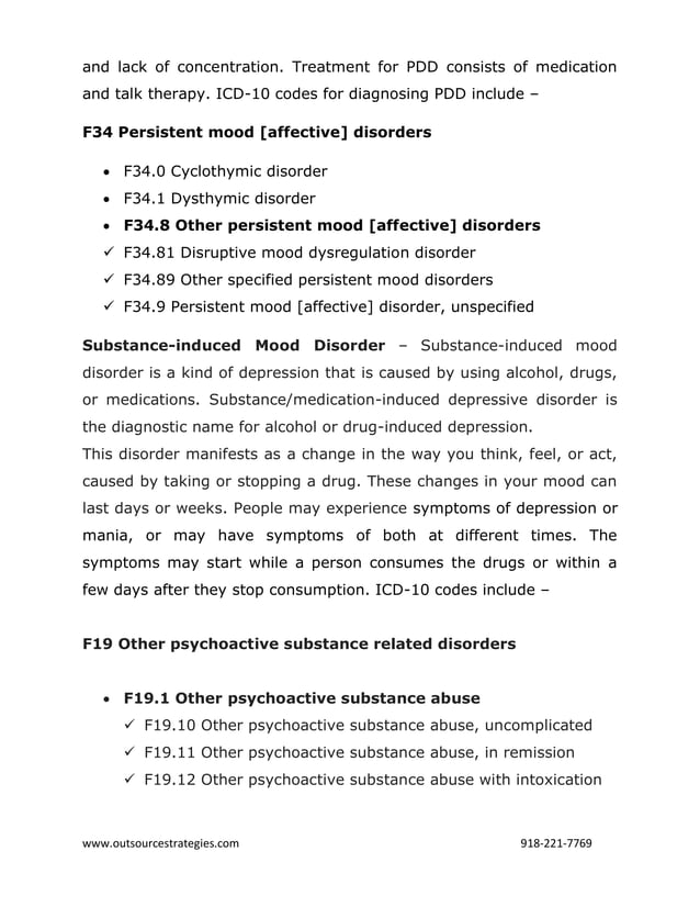 ICD-10 Codes for Diagnosing Four Common Mood Disorders | PDF | Mental ...