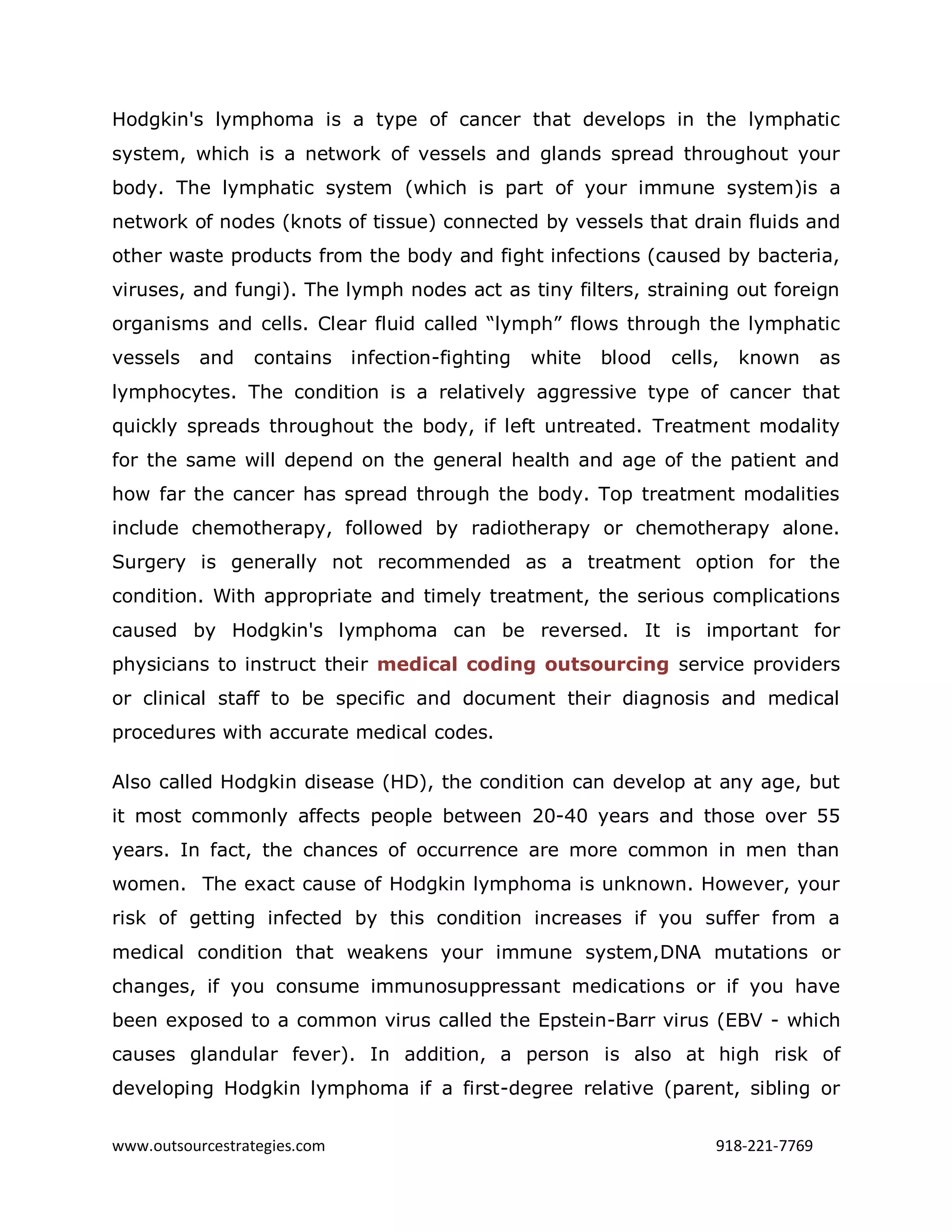 ICD-10 Codes for Reporting Hodgkin's Lymphoma (Hodgkin's disease) | PDF