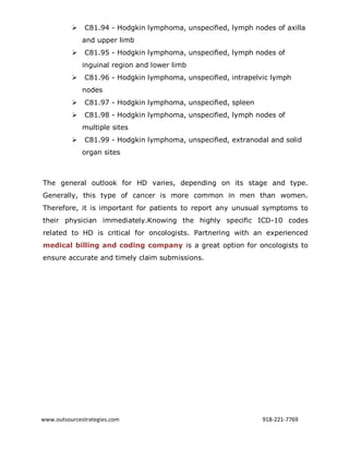 ICD-10 Codes for Reporting Hodgkin's Lymphoma (Hodgkin's disease) | PDF