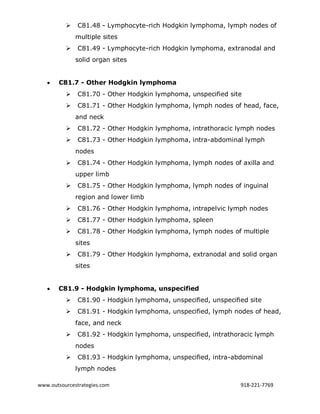 ICD-10 Codes for Reporting Hodgkin's Lymphoma (Hodgkin's disease) | PDF
