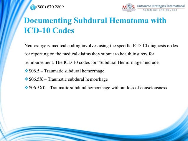 Icd 10 coding and documentation for subdural hematoma