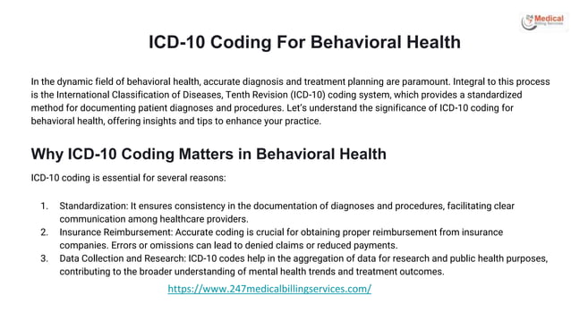 ICD-10 Coding For Behavioral Health.pptx | Mental Health | Diseases and ...