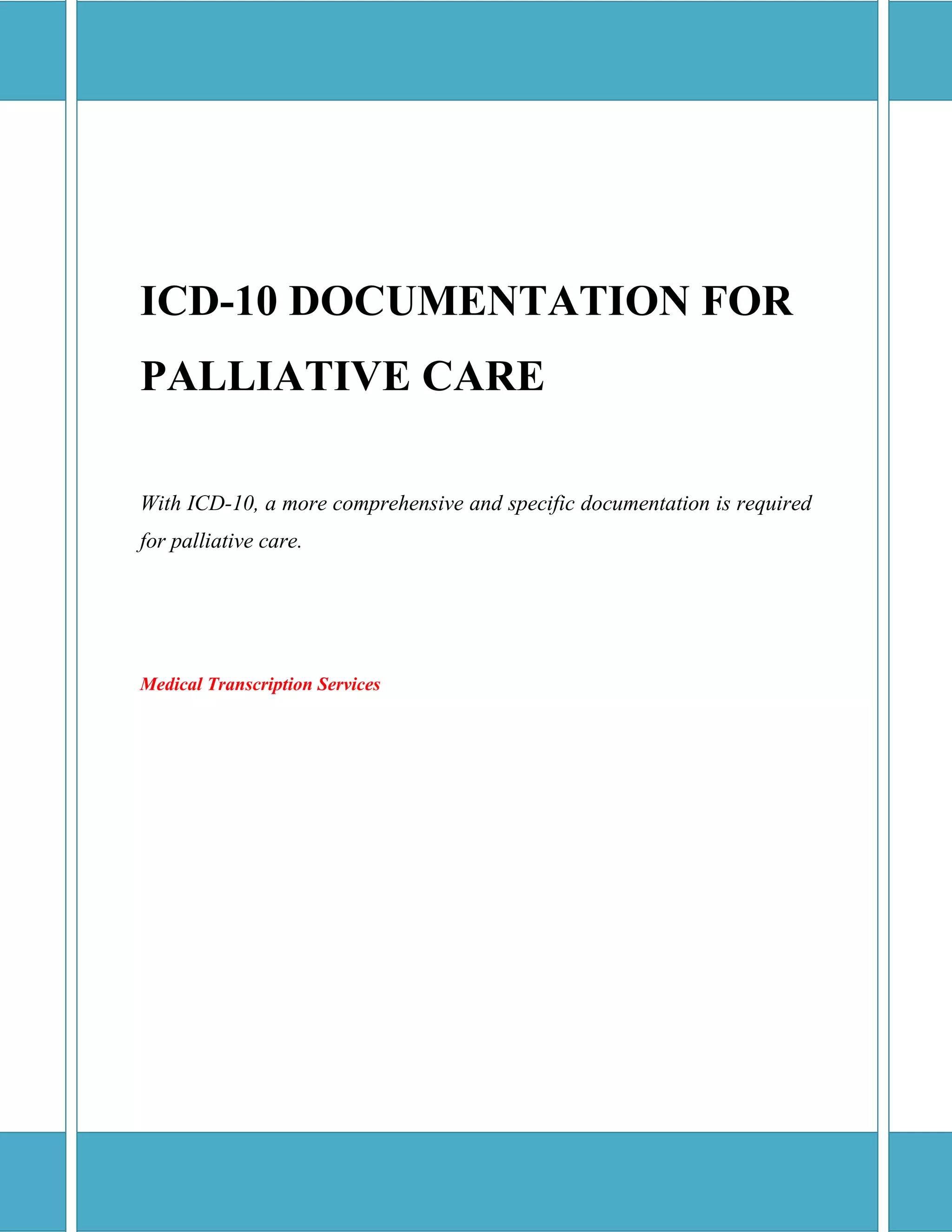 ICD-10 Documentation for Palliative Care | PDF